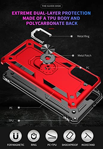 SunRemex Samsung S21 FE Case [Not Fit Samsung S21 Phone ] Galaxy S21 FE Case with Tempered Glass Screen Protector,Kickstand [Military Grade] Protective Cover for Samsung Galaxy S21 FE (Red)