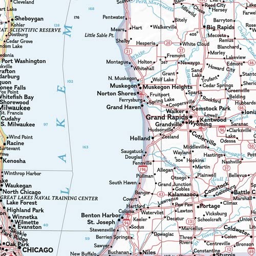 National Geographic Maps: Great Lakes U.S.A Wall Map - 31 x 24 inches - Rolled Canvas