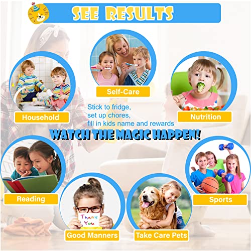 Magnetic Chore Chart for Kids,Reward Chart Good Behavior Chart for Kid at Home,Dry Erase Responsibility Charts for Toddlers,Schedule Board with Tasks,Stars & 6 Markers for Fridge School Home Supplies