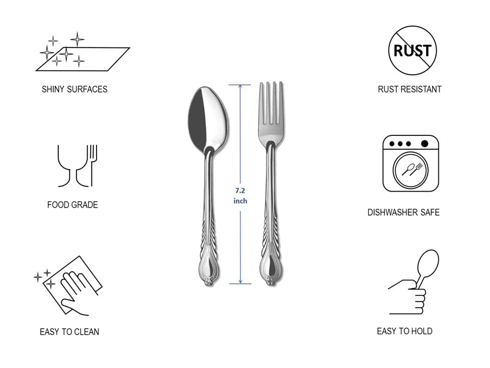 Forks and Spoons 12 Pieces Stainless Steel Cutlery Silverware Flatware Tableware Set Dishwasher Safe Rust and Heat Resistant