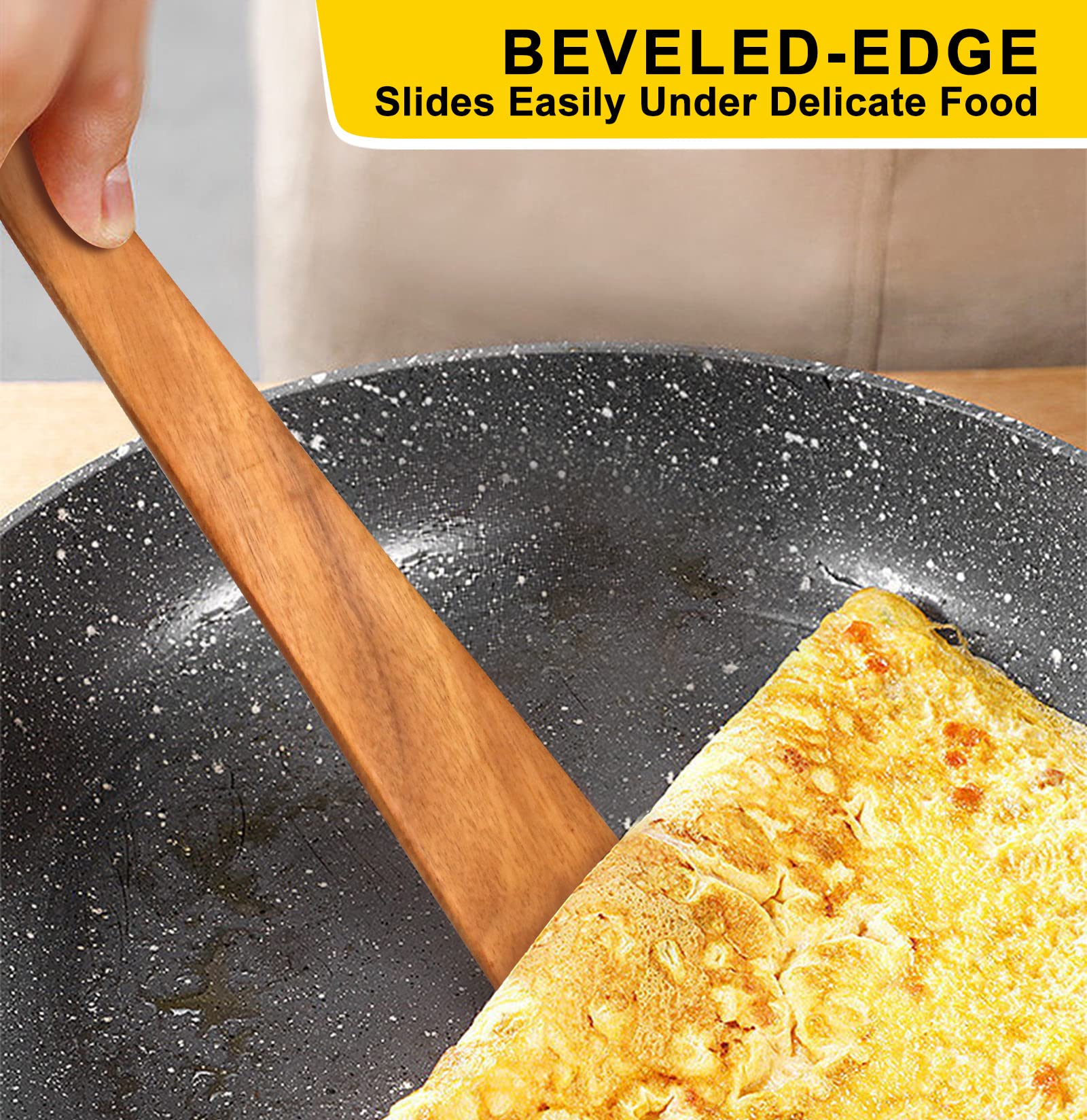 Best Wooden Spatula for Cooking Kitchen Turner Spatula Teak Wood Scraper Spatula Serving Baking Spatula Non Stick Kitchen Utensils Flat Fish Spatula Egg Flipper Spatula