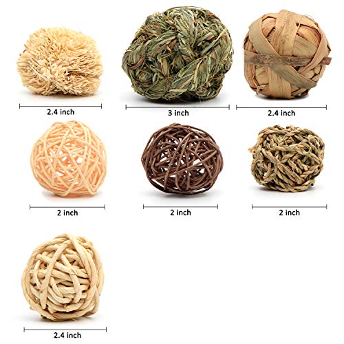 Youngever 7 Pack Small Animal Activity Toys, Assorted Rabbit Balls, Chewable Teething Activity Toys for Bunny, Rabbit, Hamster, Guinea Pig
