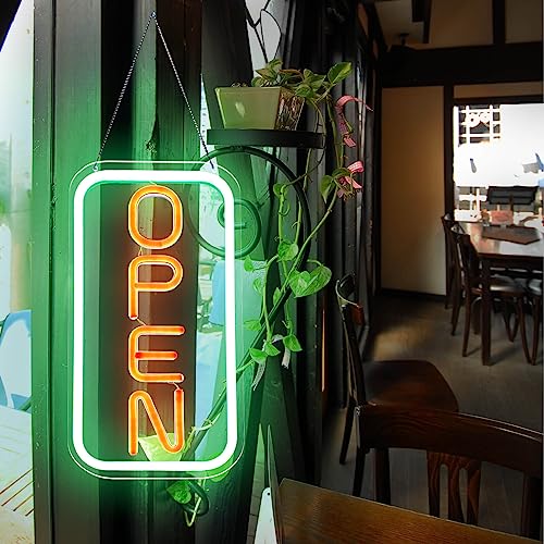 BESTIELAM Neon Sign, OPEN Neon Signs for Business, Ultra Bright Green & Red LED Neon Lights For Wall Decor & Room Decor, Restaurant, Store, Bar, Party Decoration, USB Powered, 9"x 16"