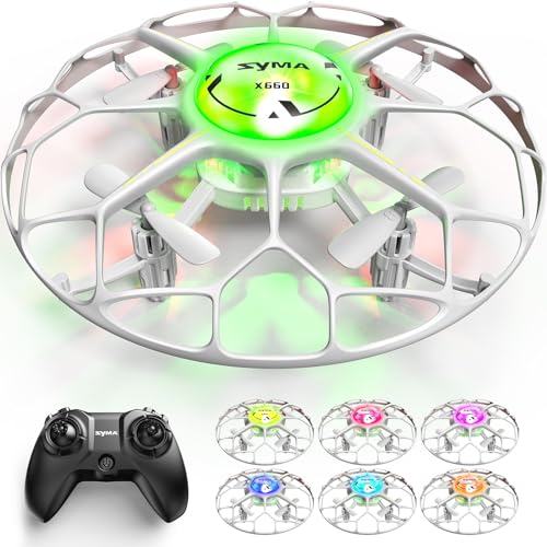 SYMA Mini Drone for Kids Adults, X660 7-Color LED Light RC Quadcopter with Rotary Ascent, 360° Flip, Altitude Hold, Headless Mode Indoor Drone Plane Flying Toys Gifts for Kids 8-12