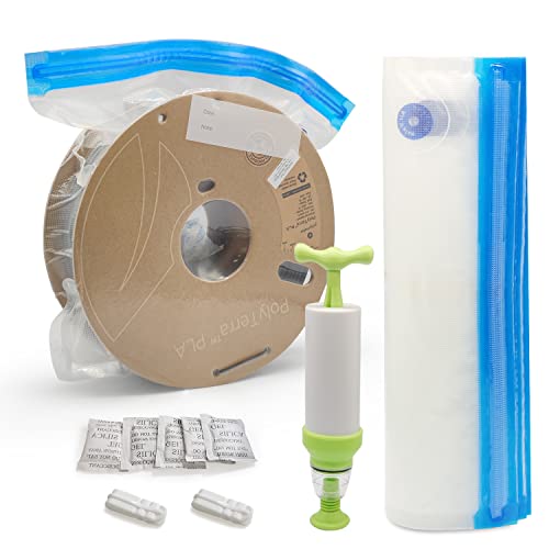 AJOYIB 3D Printer Filament Moisture Proof Storage Bag & Hand Exhaust Pump Reusable Vacuum Sealed Bags 10 x Compression Dryer Bags, 10 x Silica Gel Desiccant