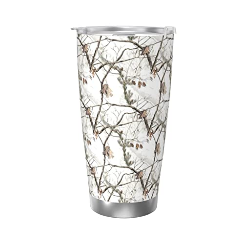 Evealyn White Tree Camo Printed 20 Oz Tumbler Insulated Tumbler Travel Mug Stainless Steel Cup Coffee Mug With Lids For Home Outdoor Office