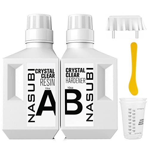 20oz Clear Resin Kit for Beginners- No Bubble Crystal Clear Epoxy Resin for Crafts, DIY, Jewelry Making, Molds - Easy to Mix 10oz Resin & 10oz Hardener with 2pcs 8oz Measuring Cups, Sticks