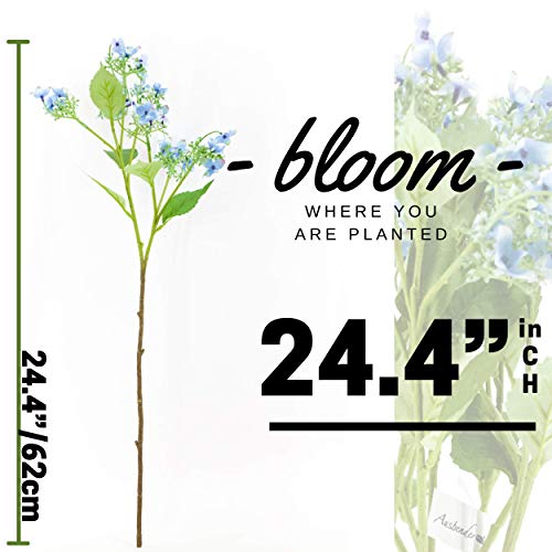 Artificial Faux Blue Flowers Tall Wedding Picks Faux Stems 24.4"(WildHydrangeaSpray) Floral Arrangement Rustic Decoration Crafts Home Decor Holiday Wedding Parties 6Packs (Blue)
