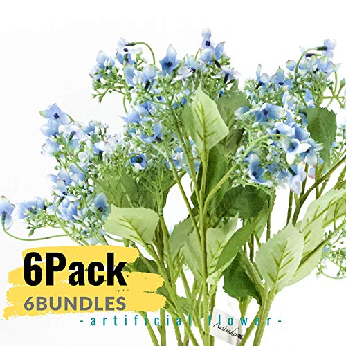 Artificial Faux Blue Flowers Tall Wedding Picks Faux Stems 24.4"(WildHydrangeaSpray) Floral Arrangement Rustic Decoration Crafts Home Decor Holiday Wedding Parties 6Packs (Blue)