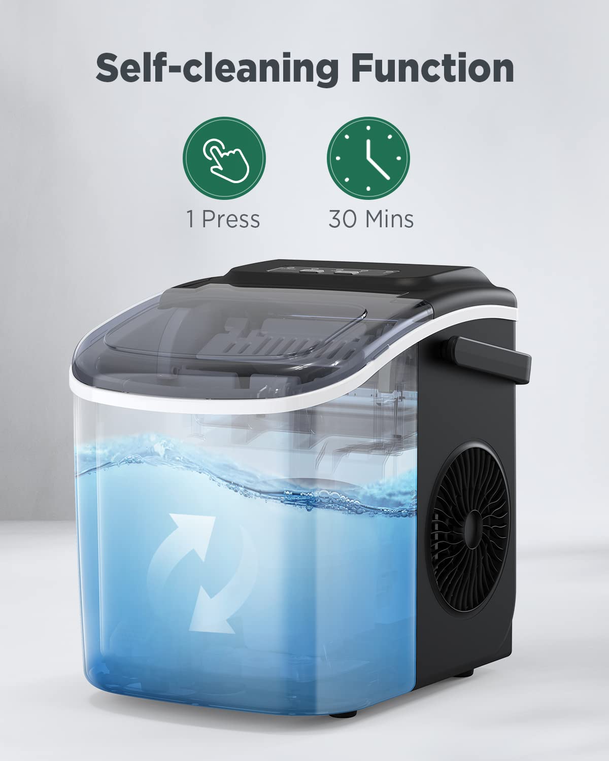 Silonn Countertop Ice Maker, 9 Cubes Ready in 6 Mins, 26lbs in 24Hrs, Self-Cleaning Ice Machine with Ice Scoop and Basket, 2 Sizes of Bullet Ice for Home Kitchen Office Bar Party,Black…