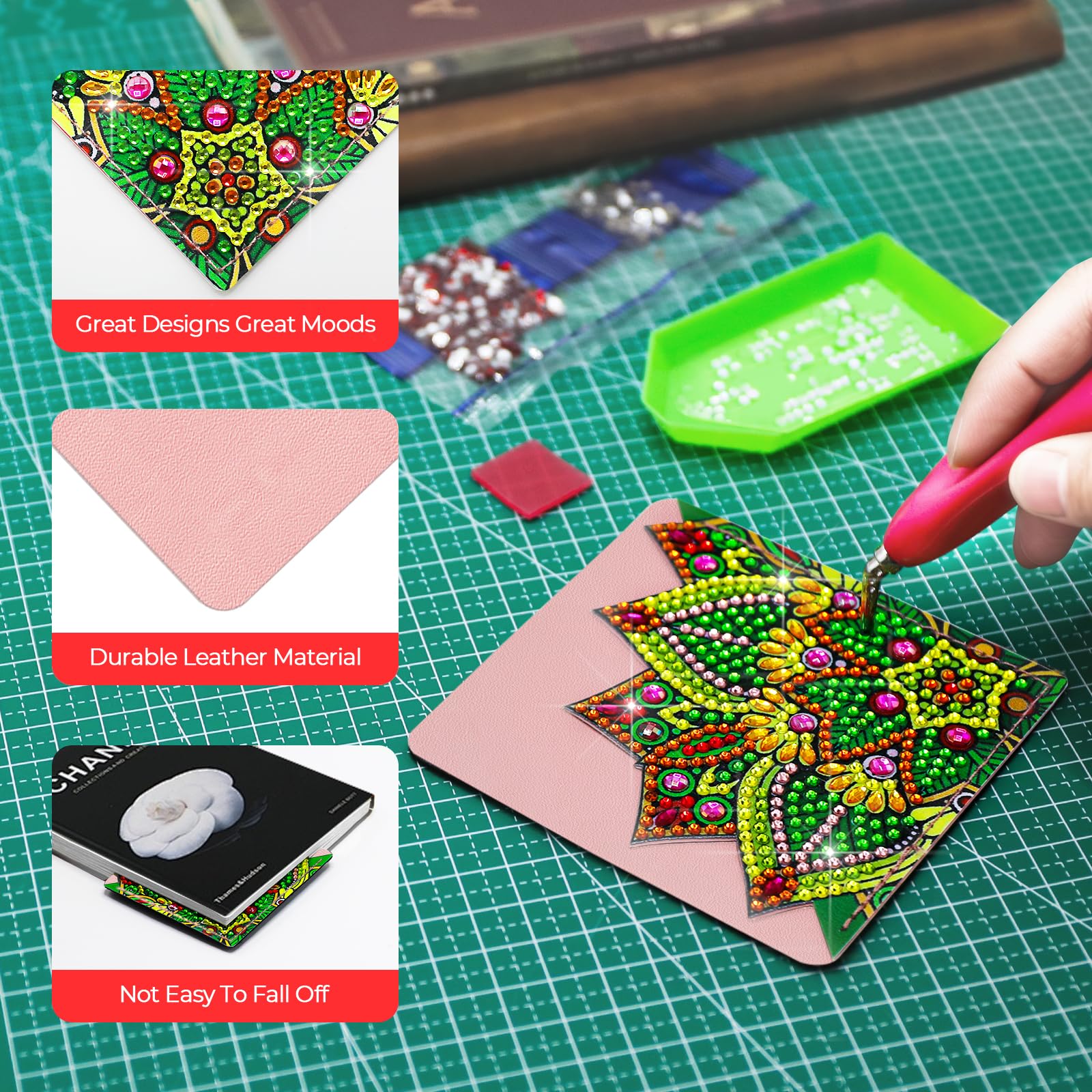 8 Pcs Diamond Art Bookmarks Kit for Adult, DIY Diamond Paint Corner Book Makers Set, Small Diamond Art Kits, Paint by Art Crafts Kit Gifts for Women, Easy and Fun