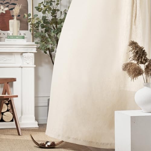 Jinchan Soft Linen Natural Curtains, 84 Inch Long, Crude Light Filtering Farmhouse Curtains for Living Room & Bedroom, Beige Back Tab Top Set 2 Panels (W50 x L84)