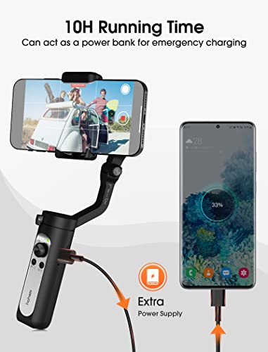 hohem iSteady X2 Gimbal Stabilizer for Smartphone, 3-Axis Phone Gimbal with Remote Control, Foldable and Portable Stabilizer for iPhone & Android, Phone Stabilizer for Video Recording YouTube TikTok
