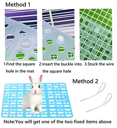 JSLZF Plastic Rabbit Cage Mat, 4 PCS Bunny Feet Pad, Small Animal Floor Pet Mat, Hole Leak Water, Resistance to Chew, Washable, Thick Nest Mat for Rabbit, Bunny