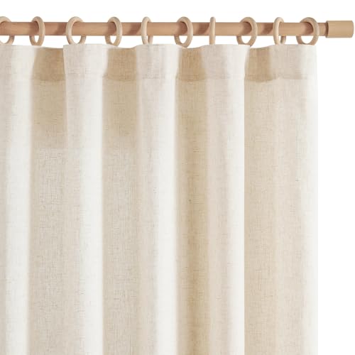 Jinchan Soft Linen Natural Curtains, 84 Inch Long, Crude Light Filtering Farmhouse Curtains for Living Room & Bedroom, Beige Back Tab Top Set 2 Panels (W50 x L84)