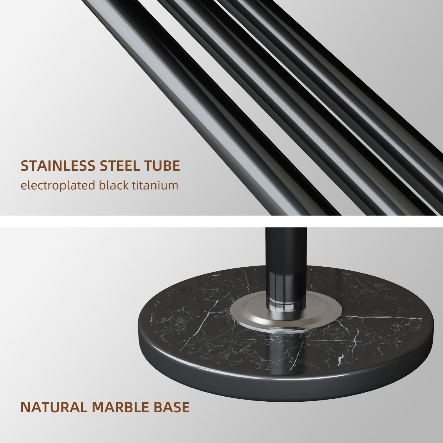 GAMNOF Black Coat Rack Freestanding, Metal Coat Rack Coat Hanger Stand, Entryway Tree Coat Rack Stand, High-grade Hat Tree with 12 Hooks & Natural Marble Base