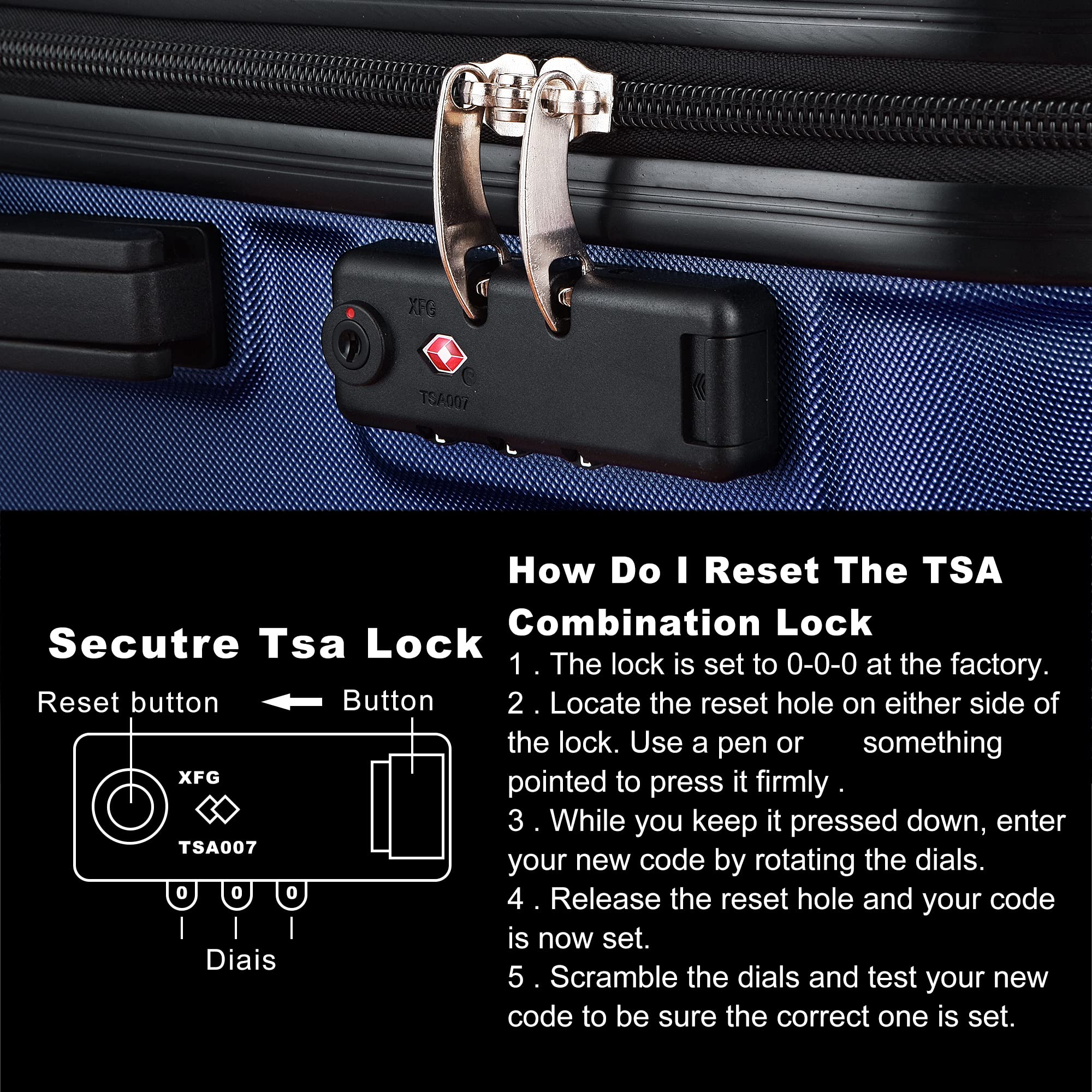 LUMINATERY Luggage Sets, ABS Hardshell 3pcs Luggage Suitcase with TSA Lock, Lightweight Durable Suitcase Sets with Spinner Wheels for Men Women Blue (20in/24in/28in)