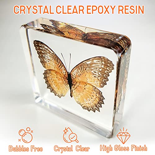 20oz Clear Resin Kit for Beginners- No Bubble Crystal Clear Epoxy Resin for Crafts, DIY, Jewelry Making, Molds - Easy to Mix 10oz Resin & 10oz Hardener with 2pcs 8oz Measuring Cups, Sticks