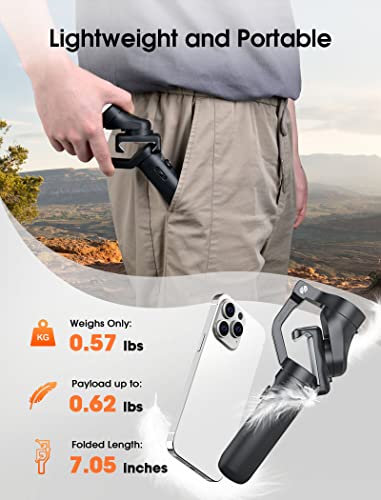 hohem iSteady X2 Gimbal Stabilizer for Smartphone, 3-Axis Phone Gimbal with Remote Control, Foldable and Portable Stabilizer for iPhone & Android, Phone Stabilizer for Video Recording YouTube TikTok