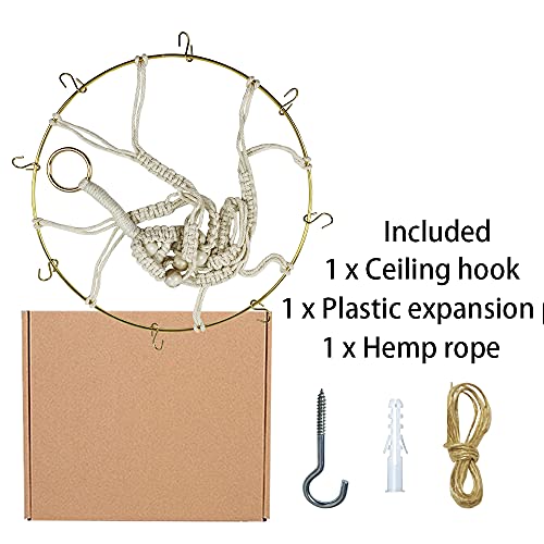 Shiyode Herb Dryer Handmade Plant Drier Rack Kit Flower Drying Hanging Holder Decorative Hanger with Hooks for Herb and Spices Drying, Gold