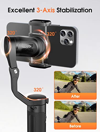 hohem iSteady X2 Gimbal Stabilizer for Smartphone, 3-Axis Phone Gimbal with Remote Control, Foldable and Portable Stabilizer for iPhone & Android, Phone Stabilizer for Video Recording YouTube TikTok