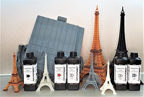 SuperFast White Water Washable Resin, 0.7 Sec (Mono 50um), 3.0 Sec (LCD 50um), Made in Korea by 3DMaterials (Grey, 1000g)