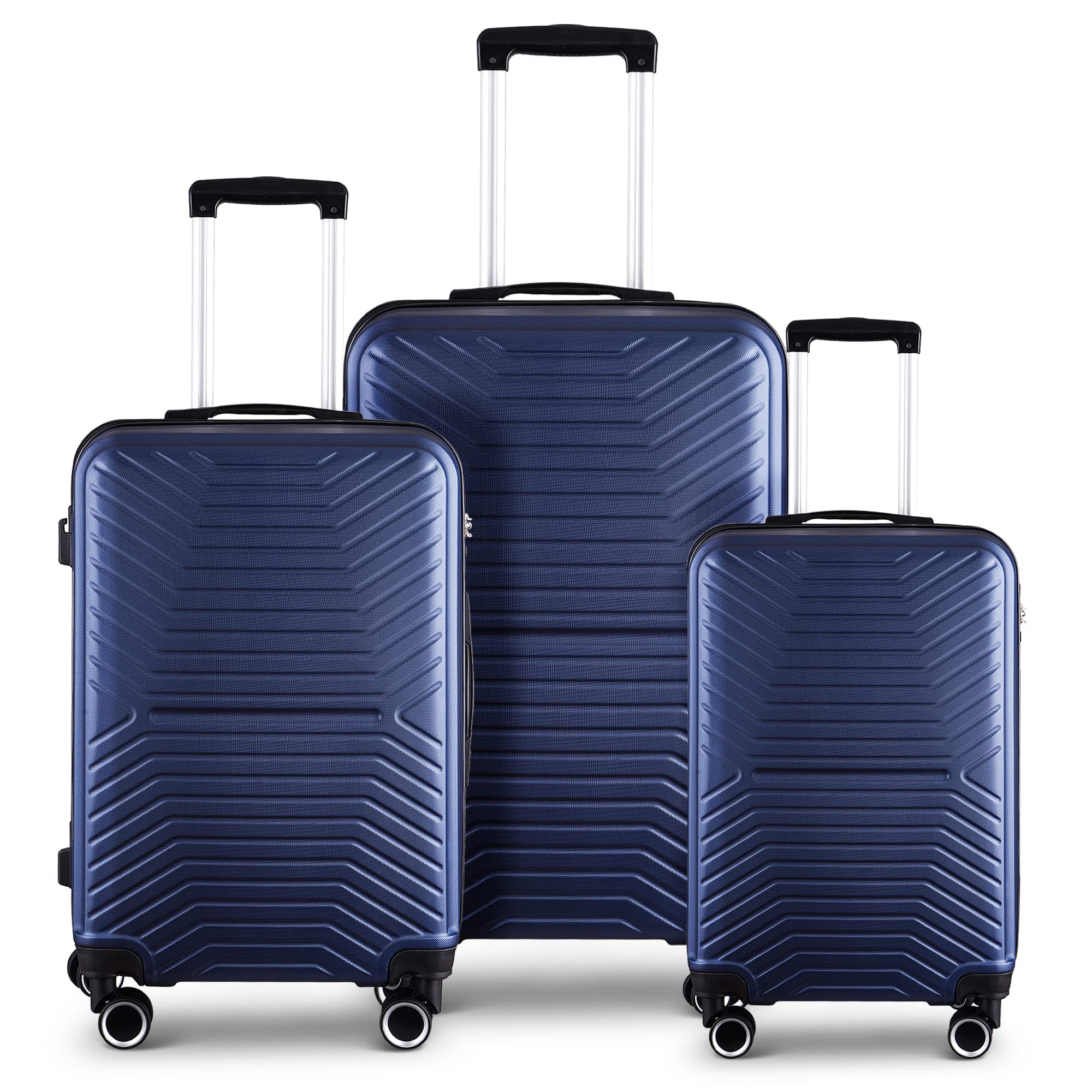 LUMINATERY Luggage Sets, ABS Hardshell 3pcs Luggage Suitcase with TSA Lock, Lightweight Durable Suitcase Sets with Spinner Wheels for Men Women Blue (20in/24in/28in)