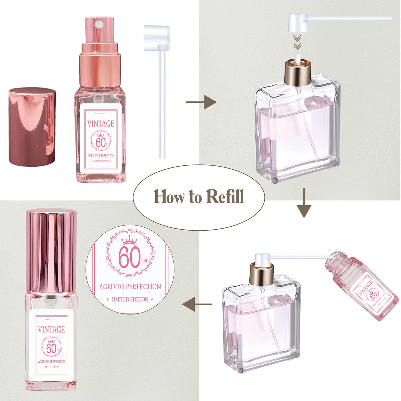 ZomefinKiu Gift for 60 Year Old Woman, 60th Birthday Jewelry Storage Box with Refillable Perfume Bottle, 60th Birthday Gift for Her, 60 & Fabulous, Women 60th Birthday, 60 Bday Gift