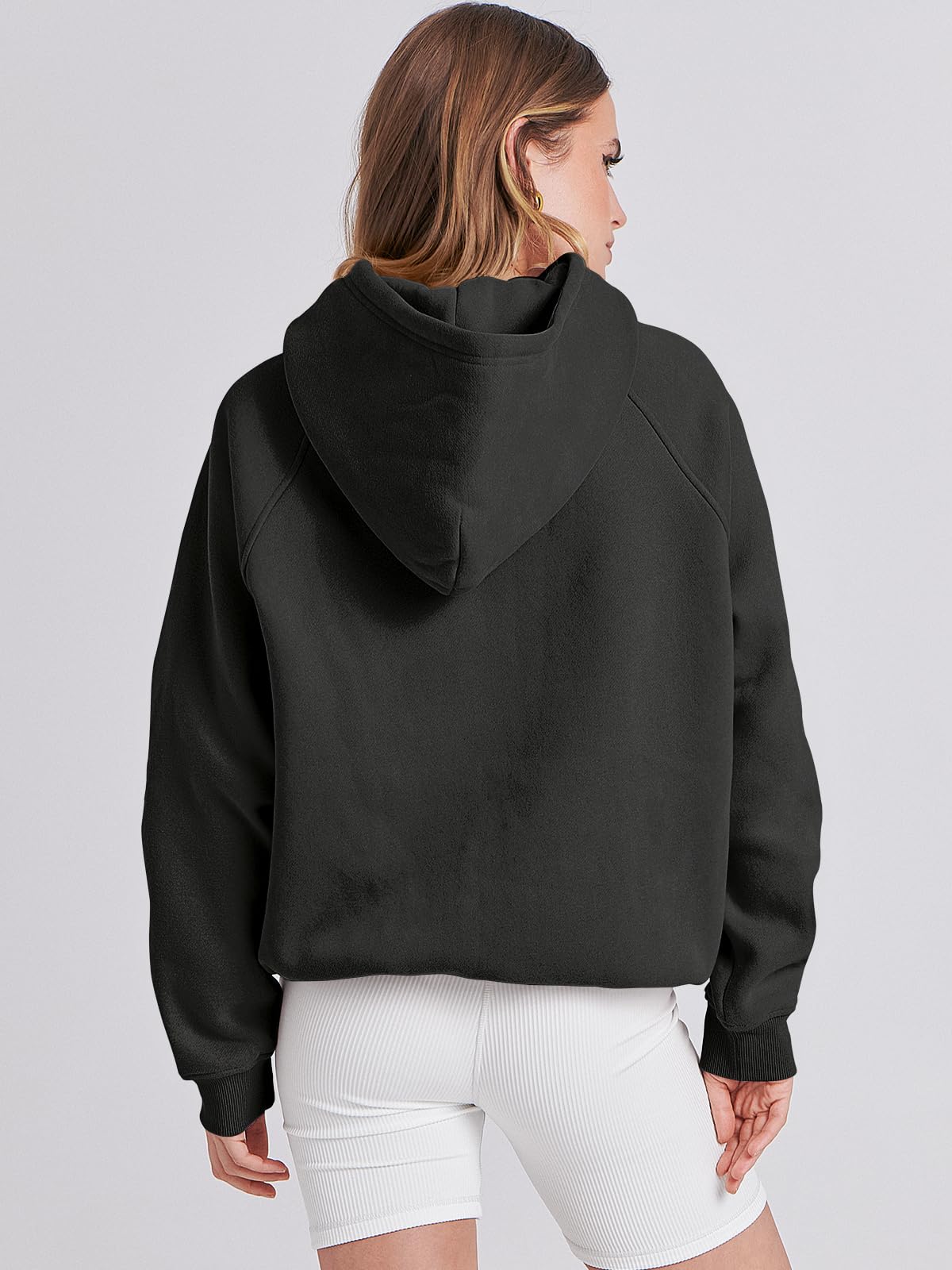 ANRABESS Women Hoodies Oversized Fleece Long Sleeve Comfy Casual Basic Pullover Sweatshirts 2025 Fall Outfits Sweater Black Medium