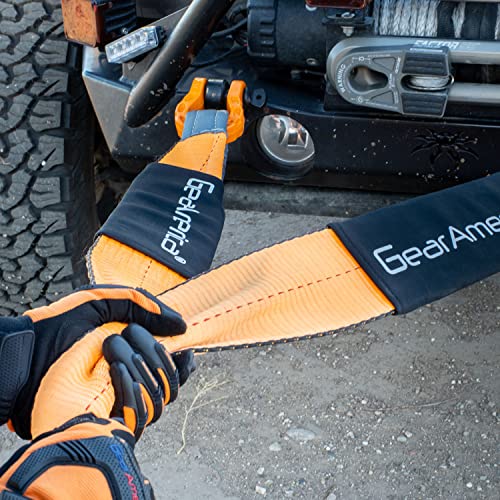 GearAmerica Aluminum 2”x2” Hitch Receiver & Mega Shackle – 32,000 lbs (16T) MBS, 16,000 lbs (8T) WLL – for Heavy Duty Towing and Off-Road Recovery – Includes Shackle, Washers & ⅝” Pin – Black & Red