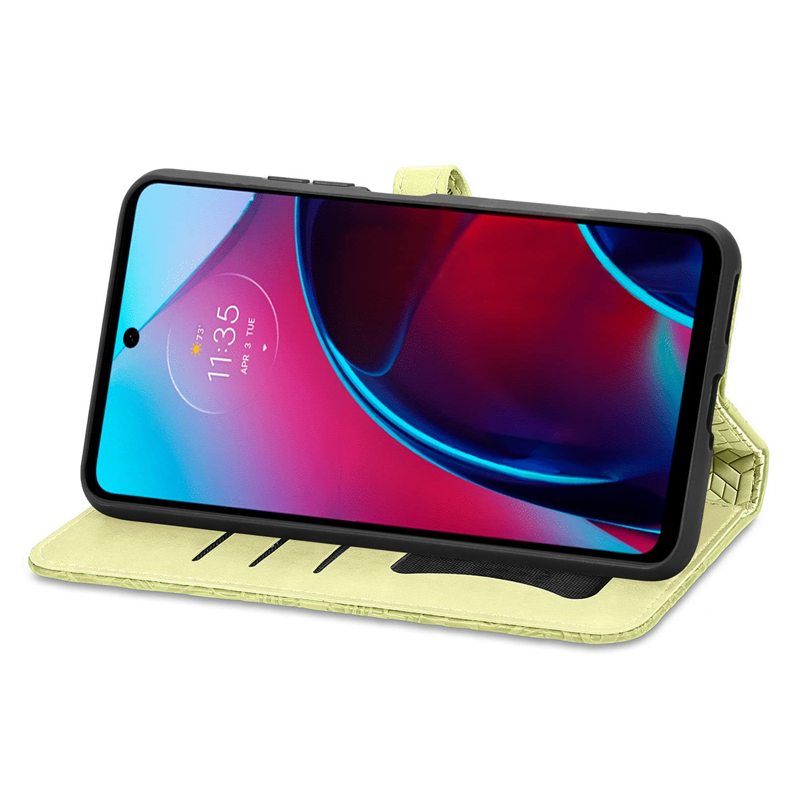 ONV Wallet Case Compatible with Samsung Galaxy S9 Plus -Solid Color Emboss Feather Flip Phone Case with Strap Card Slot Magnet Leather Shell Flip Stand Cover for Samsung Galaxy S9 Plus [MZY] -Yellow