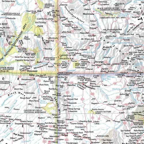 National Geographic Maps: Four Corners U.S.A Wall Map - Compact - 21 x 16 inches - Art Quality Print on Polypropylene