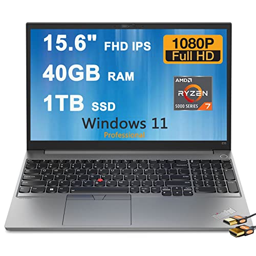 Lenovo ThinkPad E15 Gen 4 Business Laptop 15.6" FHD IPS AMD Octa-core Ryzen 7 5825U 40GB RAM 1TB SSD Backlit USB-C Harman 1080p FHD Webcam Win11Pro Gray + HDMI Cable