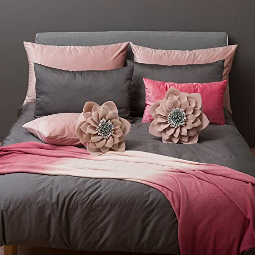 KINGROSE 3D Flower Throw Pillow Decorative Accent Pillow Round Cushion for Spring Summer Sofa Bedroom Home Decor 14 Inches Pink