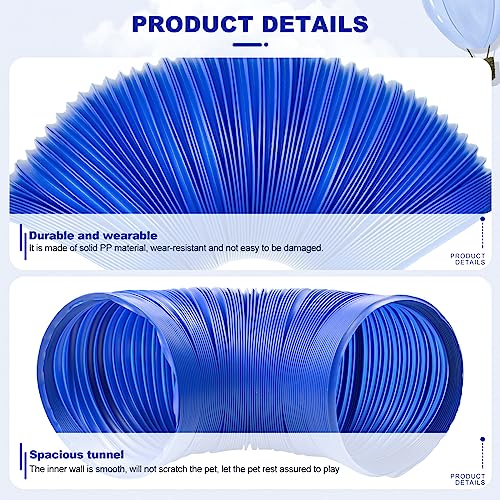 Small Animal Tunnel,1 Collapsible Plastic Guinea Pigs Tube Tunnel&5 Grass Cake&1 Grass Balls&2 Grinding Stones,Fun Toys for Hiding Training Ferrets,Gerbils,Hamsters,Dwarf Rabbits (Small, Blue)