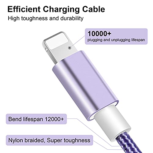 Souina iPhone Charging Cable Purple 3Pack (3ft 6ft 10ft) Mfi Certified iPhone Charger Fast Charging Cable Nylon Braided Phone Chargers Cord Compatible with 12 Pro 11 Pro Max 10 Xr Xs Max 8 7 iPad