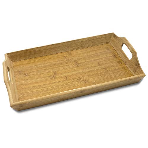 Palm Naki Bamboo Serving Tray - Bamboo Decorative Tray with Handles, Bamboo Charcuterie Tray, Bamboo Wood, 19.5β x 11.8β x 1.5β