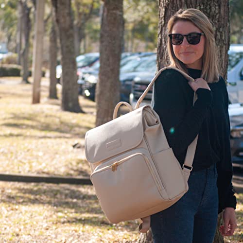 Diaper Bag Backpack for Mom Vegan Leather Diaper Bag with Changing Pad and Cosmetic Pouch, Durable Diaper Bag Backpack (Bourbon)