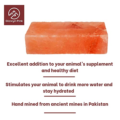 Glowyn Pink Himalayan Salt Block Lick Brick β 4.4 lbs, 4 Pack β 8X 3.85 x 2 inches (fits Standard Salt Block Holder) - 100% Natural with Vital Minerals for Horses & Livestock.