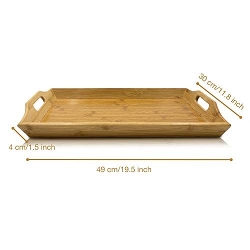 Palm Naki Bamboo Serving Tray - Bamboo Decorative Tray with Handles, Bamboo Charcuterie Tray, Bamboo Wood, 19.5” x 11.8” x 1.5”