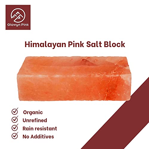 Glowyn Pink Himalayan Salt Block Lick Brick β 4.4 lbs, 4 Pack β 8X 3.85 x 2 inches (fits Standard Salt Block Holder) - 100% Natural with Vital Minerals for Horses & Livestock.