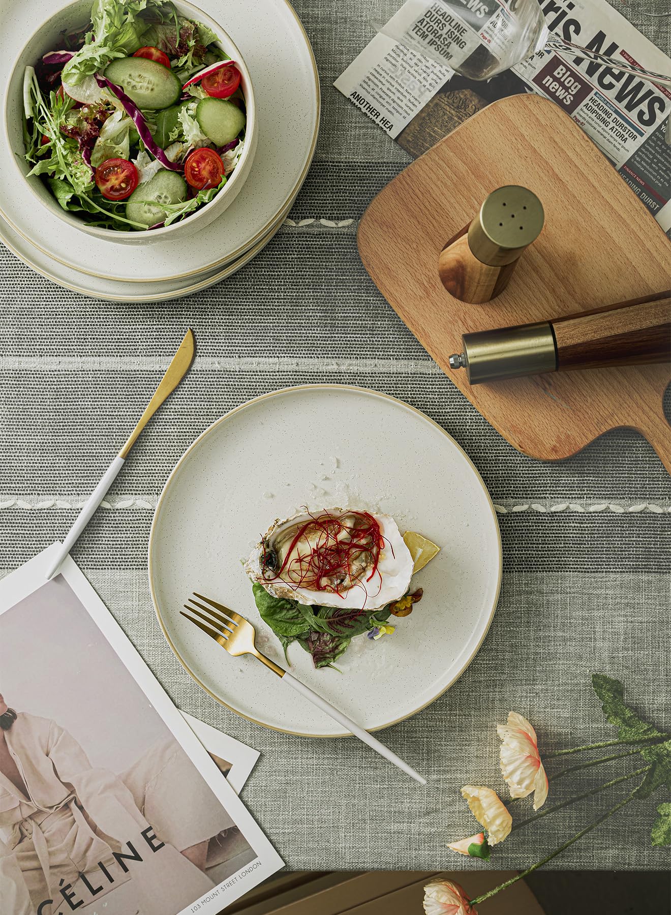 S&Q'S CERAMICS S&Q Dinner Plates Set of 6, 10.5 inch Matte Off-White Plates Ceramic Dinnerware Serving Dishes for Kitchen, Microwave and Dishwasher Safe, Scratch Resistant (Glazed Matte Off-White)