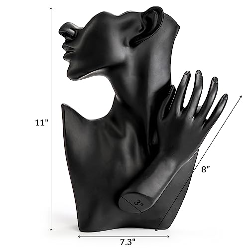 SOUJOY Jewelry Mannequin Stand Set, Earring Display with Hand, Resin Bust Holder Organizer for Show Jewelry, Necklace, Earrings, Rings