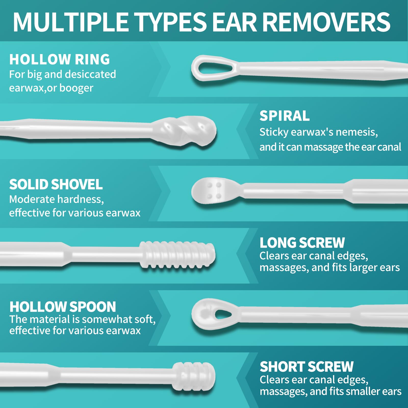 Ohrjuxi® Ear Cleaners - 72 PCS Reusable Ear Wax Removal Tools, Professional-Grade TPE, Effective & Gentle Earwax Removal Cleaning Kit, Clogged & Itch Ear Relief - Suitable for Kids, Adults, Seniors