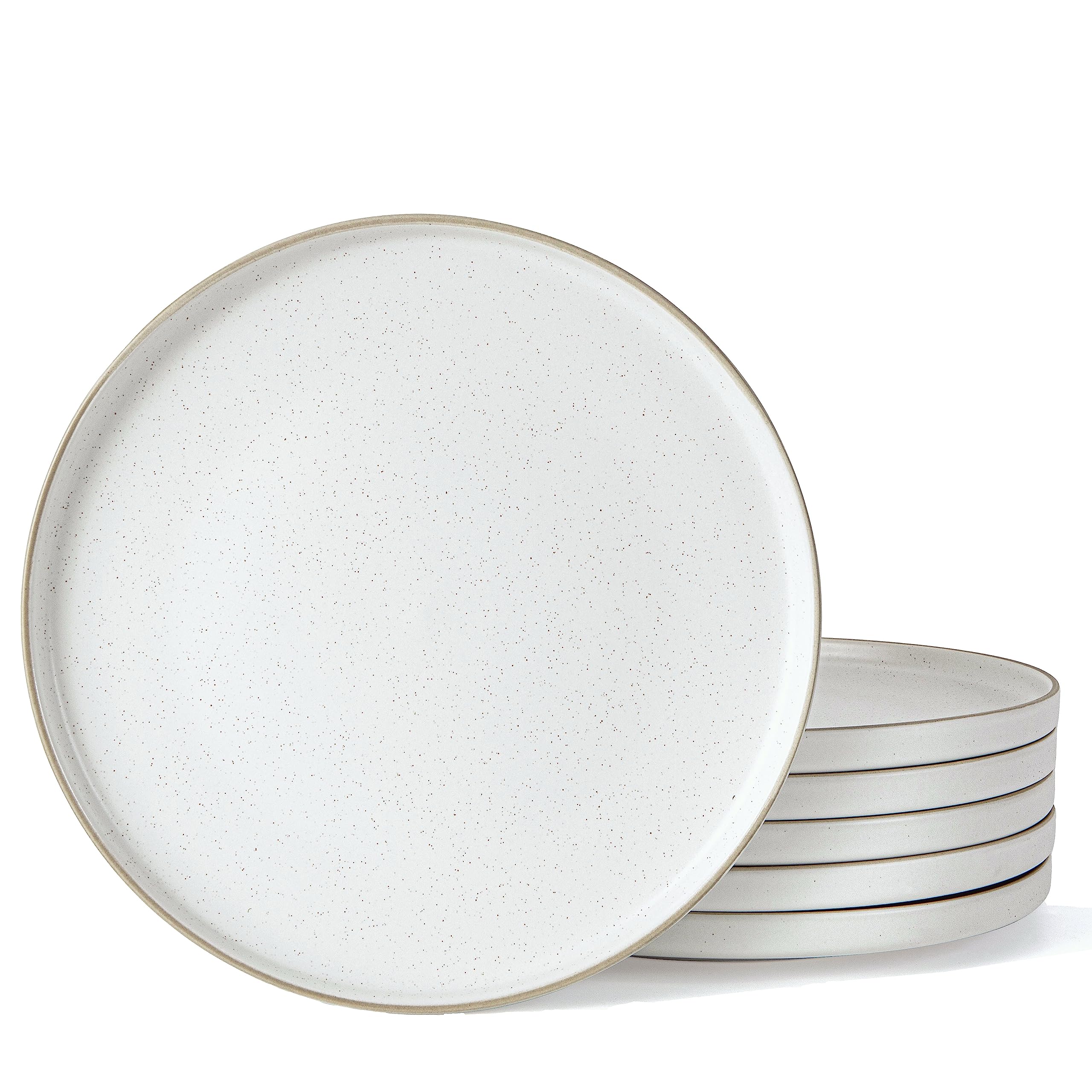 S&Q'S CERAMICS S&Q Dinner Plates Set of 6, 10.5 inch Matte Off-White Plates Ceramic Dinnerware Serving Dishes for Kitchen, Microwave and Dishwasher Safe, Scratch Resistant (Glazed Matte Off-White)