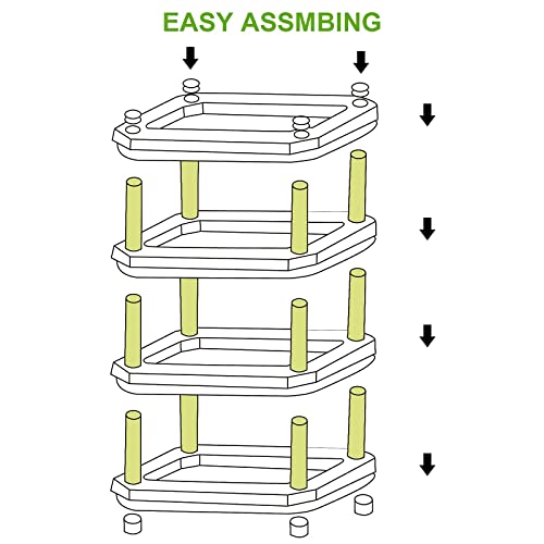 Ranmok 4-Tier Plastic Storage Rack for Kitchen,Laundry Room,Bathroom Rectangle Khaki