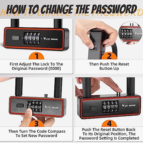 ICOCOPRO Bike U Lock - 17mm Shackle Heavy Duty Bike Locks - U Lock with 4-Digit Resettable Combination - Bicycle Lock with Sturdy Mounting Bracket for Electric Bike, Bikes,Scooter