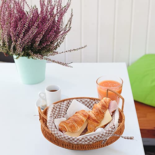 Cedilis 3 Pack Woven Serving Tray with Handles, Round Bread Serving Basket, Poly-Wicker Basket Tray, Decorative ImitationĀ Rattan Fruit Tray for Serving Bread, Vegetable, Snack, 12Inch, 10Inch, 8Inch