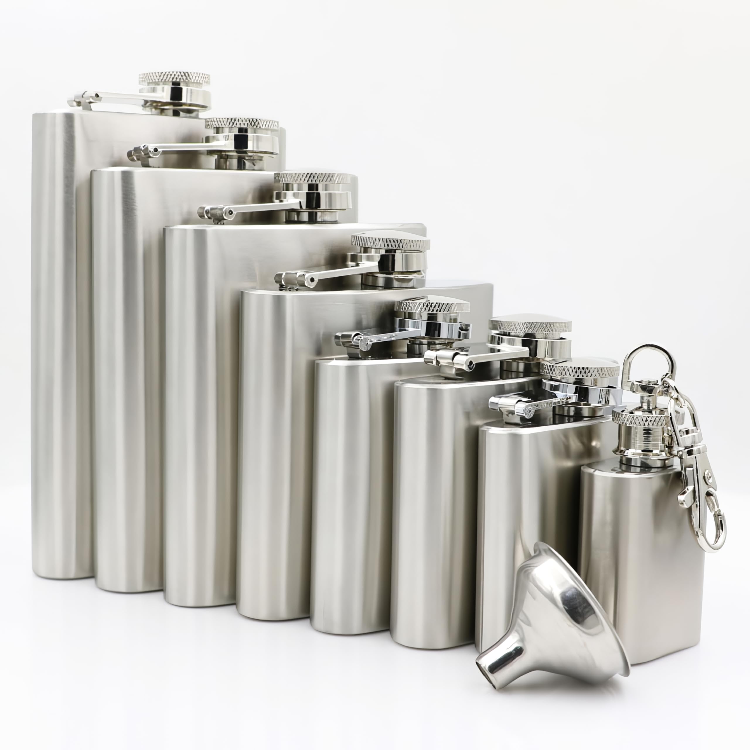 CNFLASK Brush Finish Hip Flask 304 Stainless Steel Brushed Whiskey Flask (Brushed, 8oz)