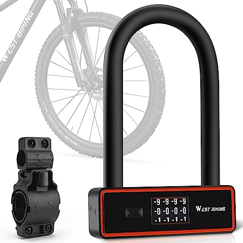 ICOCOPRO Bike U Lock - 17mm Shackle Heavy Duty Bike Locks - U Lock with 4-Digit Resettable Combination - Bicycle Lock with Sturdy Mounting Bracket for Electric Bike, Bikes,Scooter